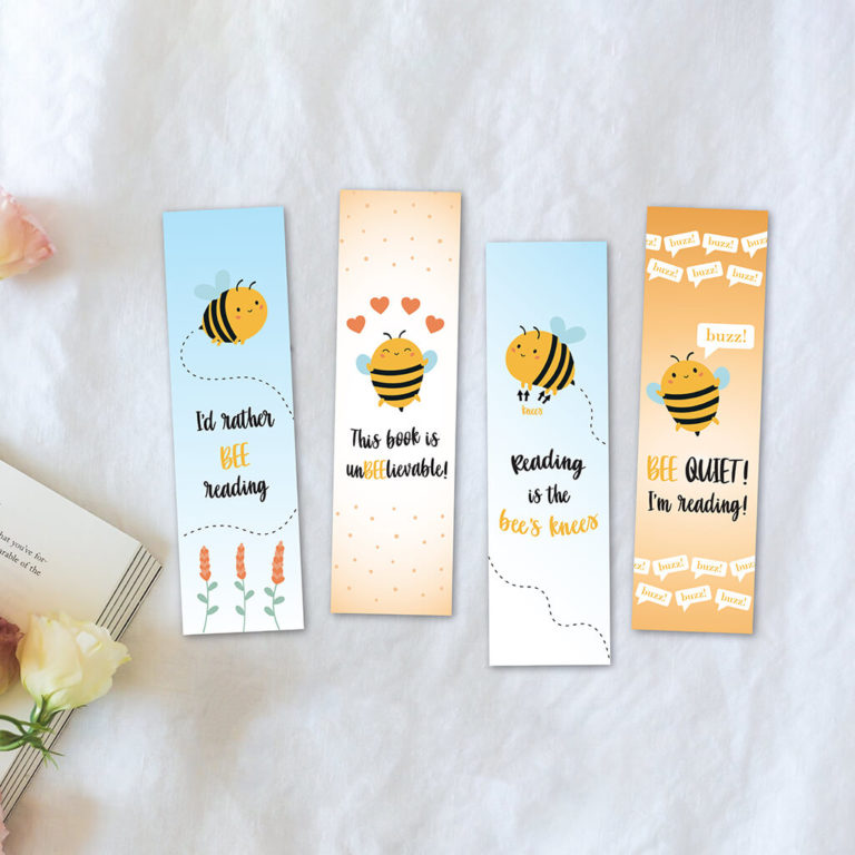 Printable Bee Pun Bookmarks – Bona Fide Bookworm Printables