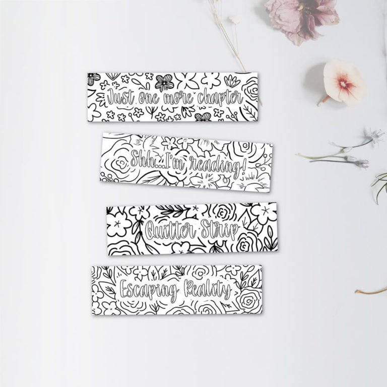 Printable Floral Coloring Bookmarks – Bona Fide Bookworm Printables